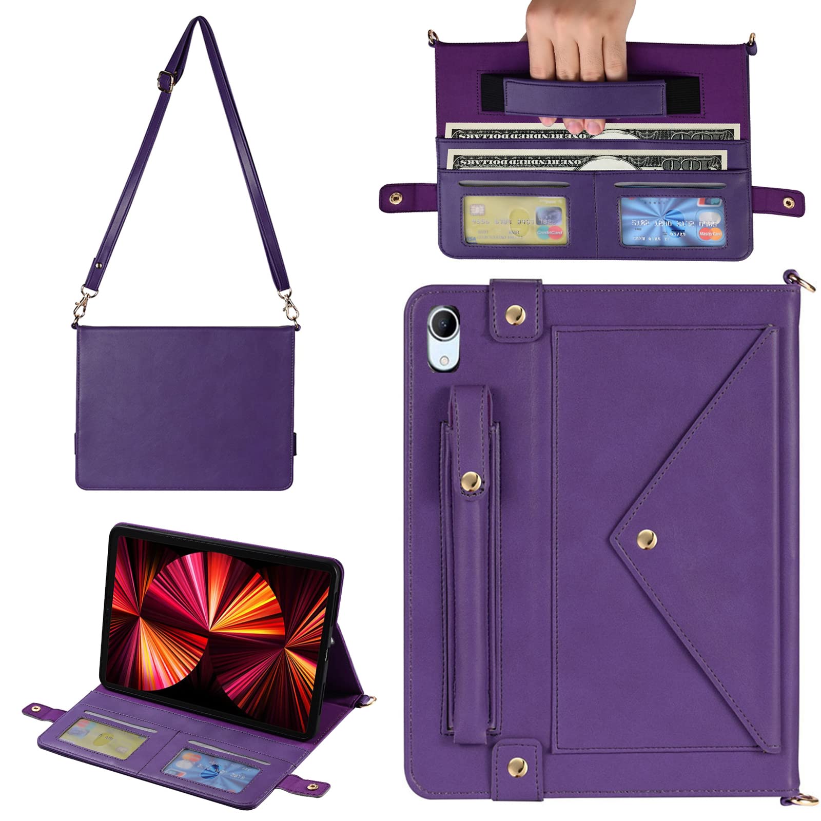 Handbag Case for iPad Mini 2024/2021 8.3", Techcircle Folio Stand PU Leather Crossbody iPad Mini ...