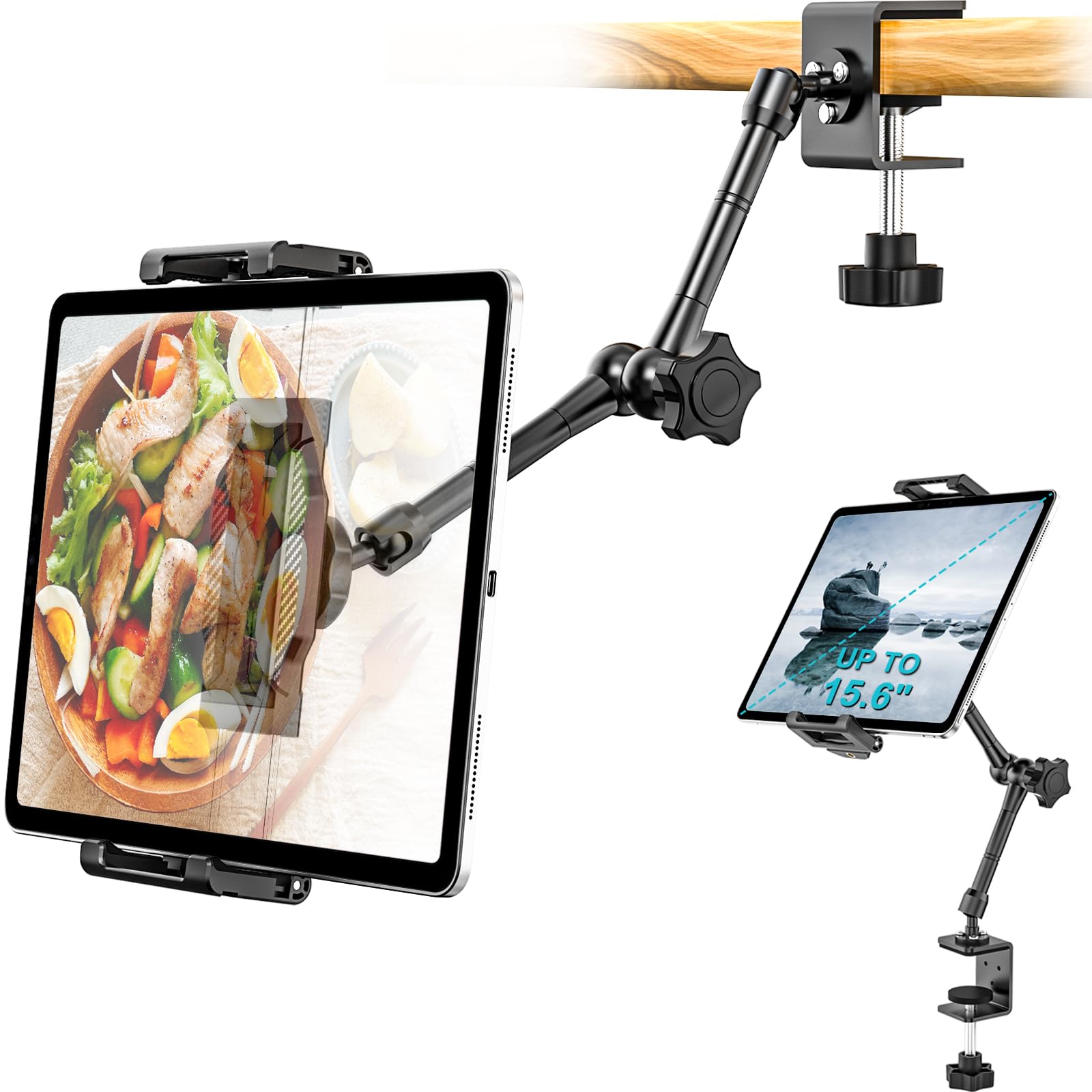 Dosvsi Kitchen Cabinet Tablet Holder, [Up to 15.6"] 360° Metal Arm ...