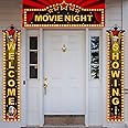 Amazon.com: 3 Pieces Light Movie Night Porch Sign Banner LED Movie ...