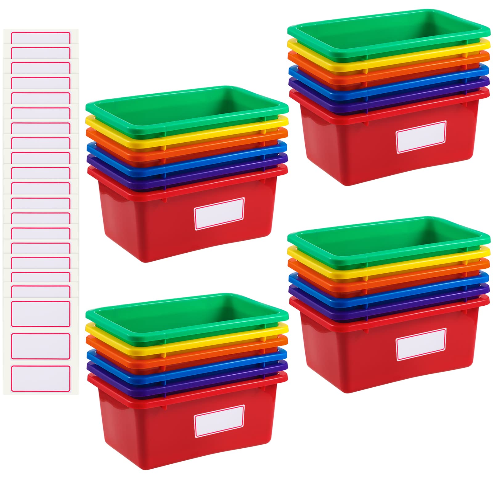 Outus 24 Pack Book Bins for Classroom Plastic Cubby Bins Toy Bins for ...
