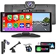 Amazon.com: 10.26inch Portable Wireless Carplay Screen with HD Front Dash Cam & Backup Camera ...