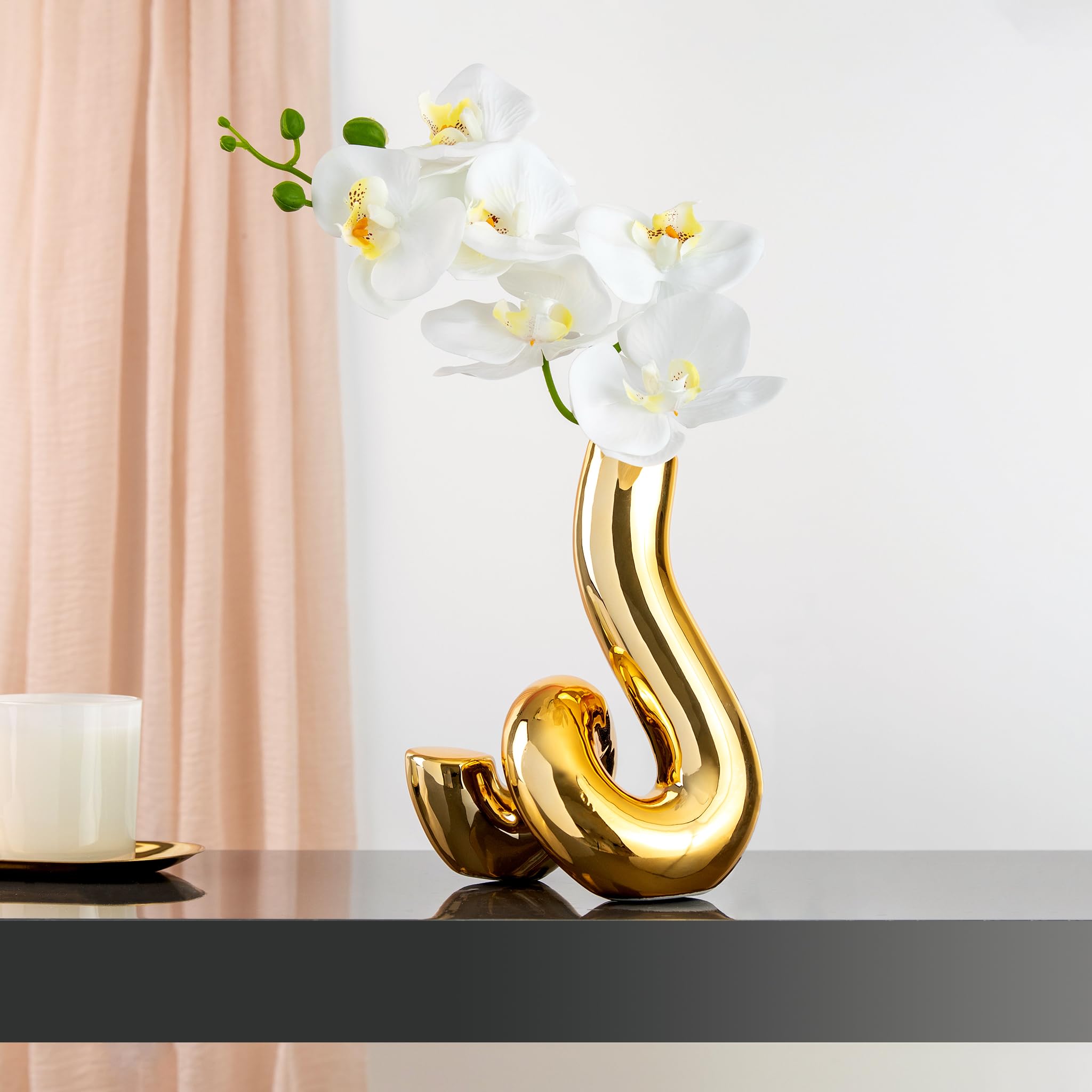 Gold Decor Accent Aesthetic Vase, Cute Small Vases for Flowers, Gold ...