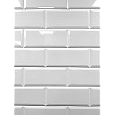 3x6 White Glossy Finish Beveled Ceramic Subway Tile Shower Walls ...