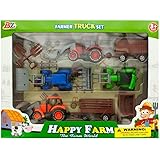 Amazon.com: NewRay Kubota Farm Playset with M5 Tractor Truck Trailer ...