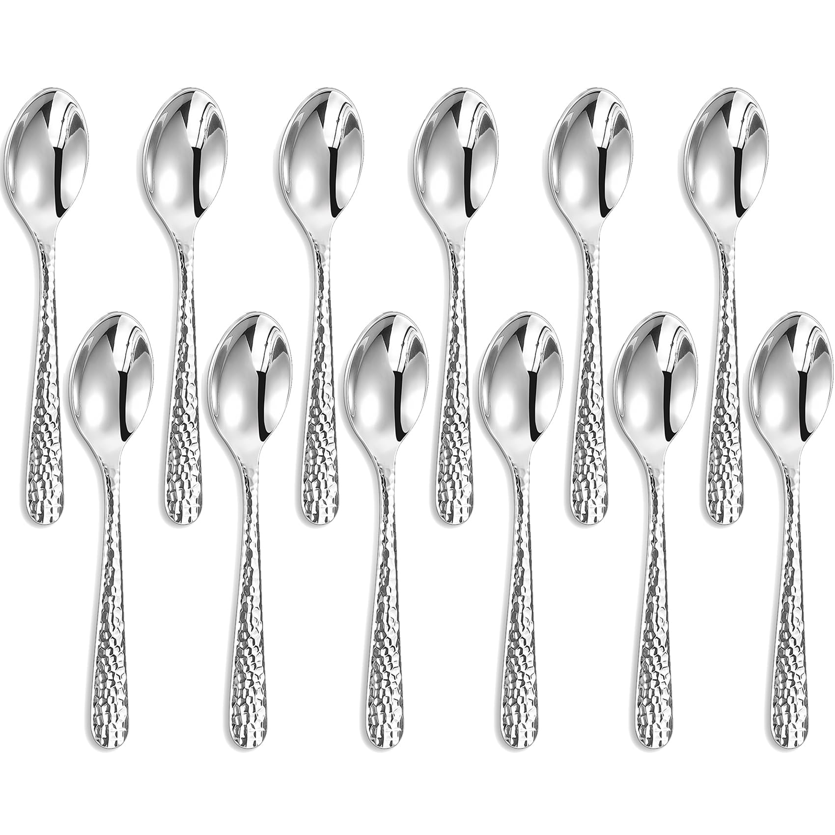 KEAWELL Premium Louise Hammered Demitasse Espresso Spoons: 6-Piece/12 ...
