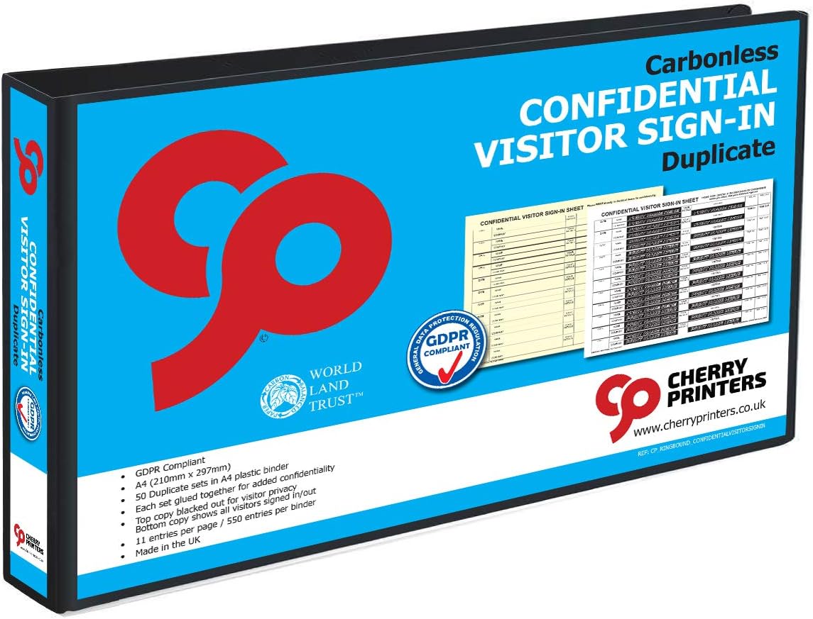 NCR Confidential Visitor Sign in Binder with 50 A4 Duplicate Sets ...