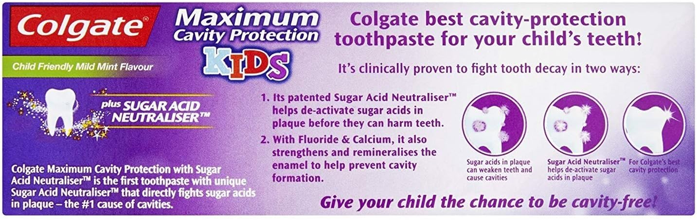 Colgate Maximum Cavity Protection Plus Sugar Acid Neutraliser Kids ...
