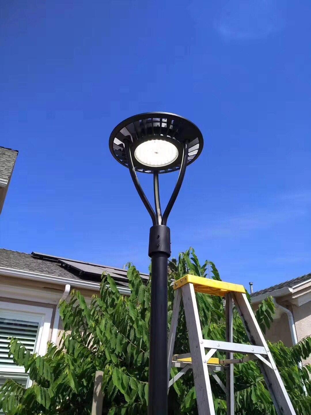 LED Pole Light Circular Area Post Top Fixture Outdoor Garden Walkway ...