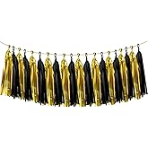 Amazon.com: 4P Black Gold Silver Foil Fringe Metallic Tassel Garland ...