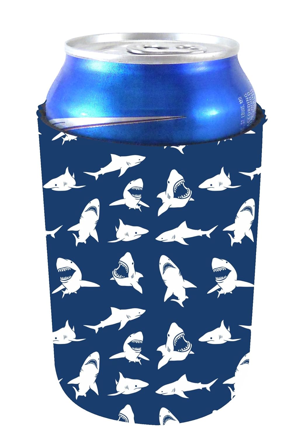 The Coolie Junction Shark Pattern Neoprene Collapsible Can Coolie top ...