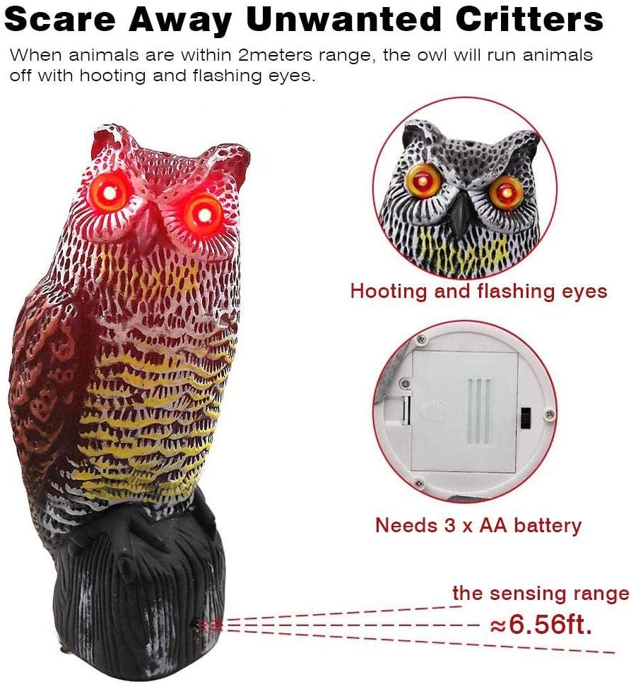 Guards Wind Action Owl, Pigeon Deterrent Defenders Decoy Owl Bird ...