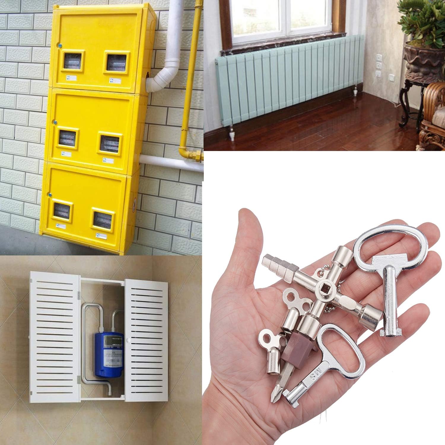 Minimprover 7 in 1 Radiator Key UK & 4 Sets for Meter Box Key Gas Meter ...