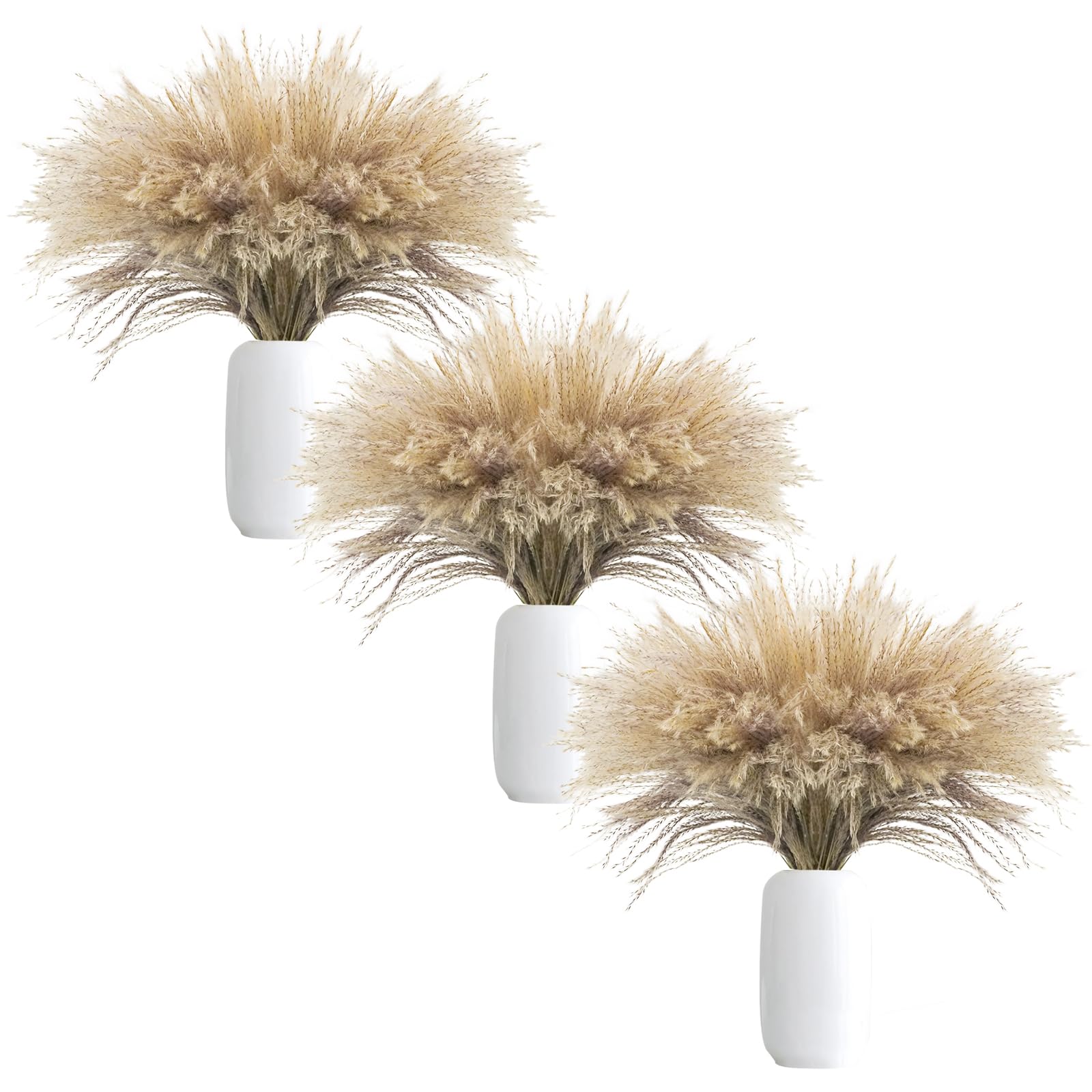 Uieke 300Pcs Natural Dried Pampas Grass Plume 17inch Tall Dried Flowers ...