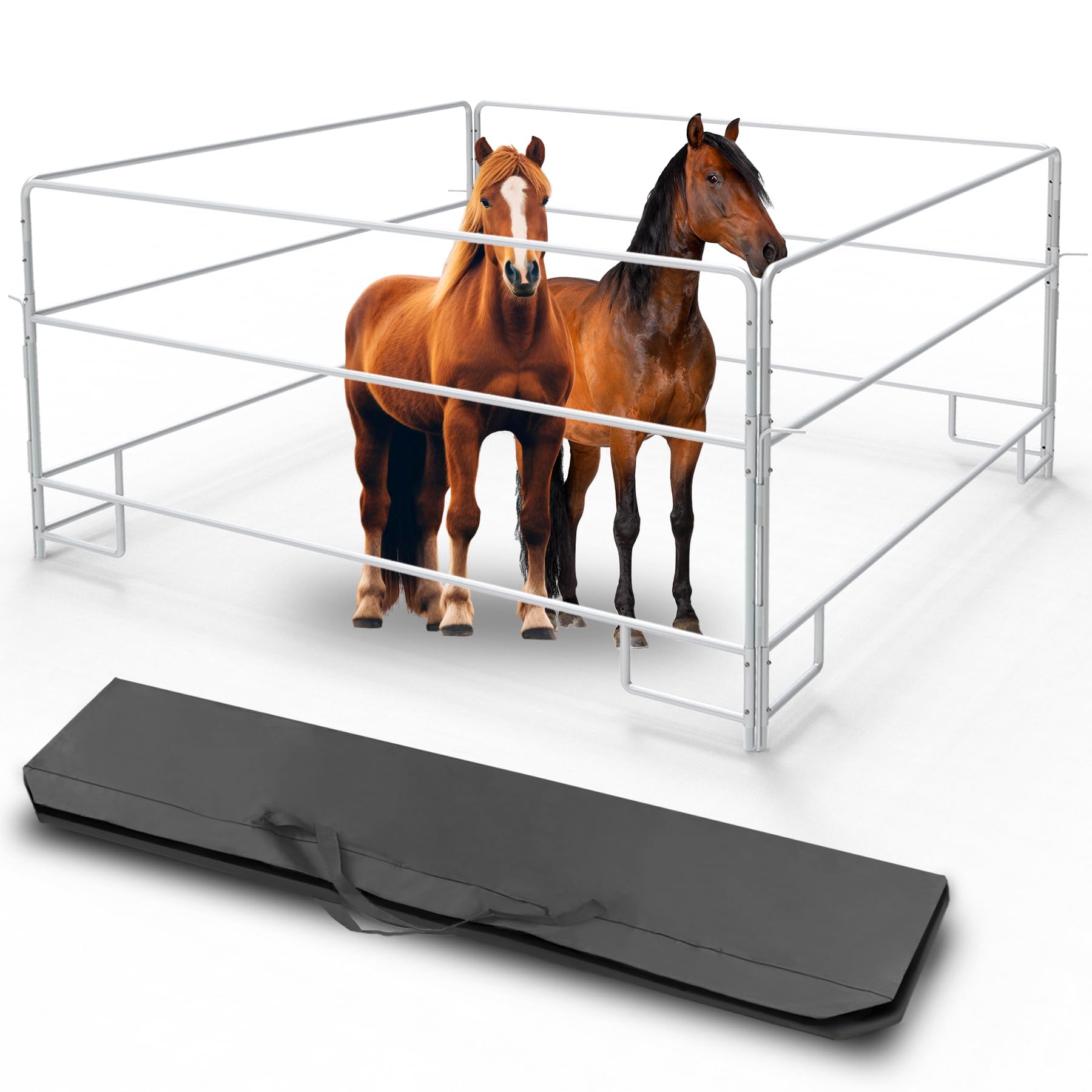 BUYYAH 8' x 8' Portable Corral Livestock for Horses, Heavy Duty Horse ...