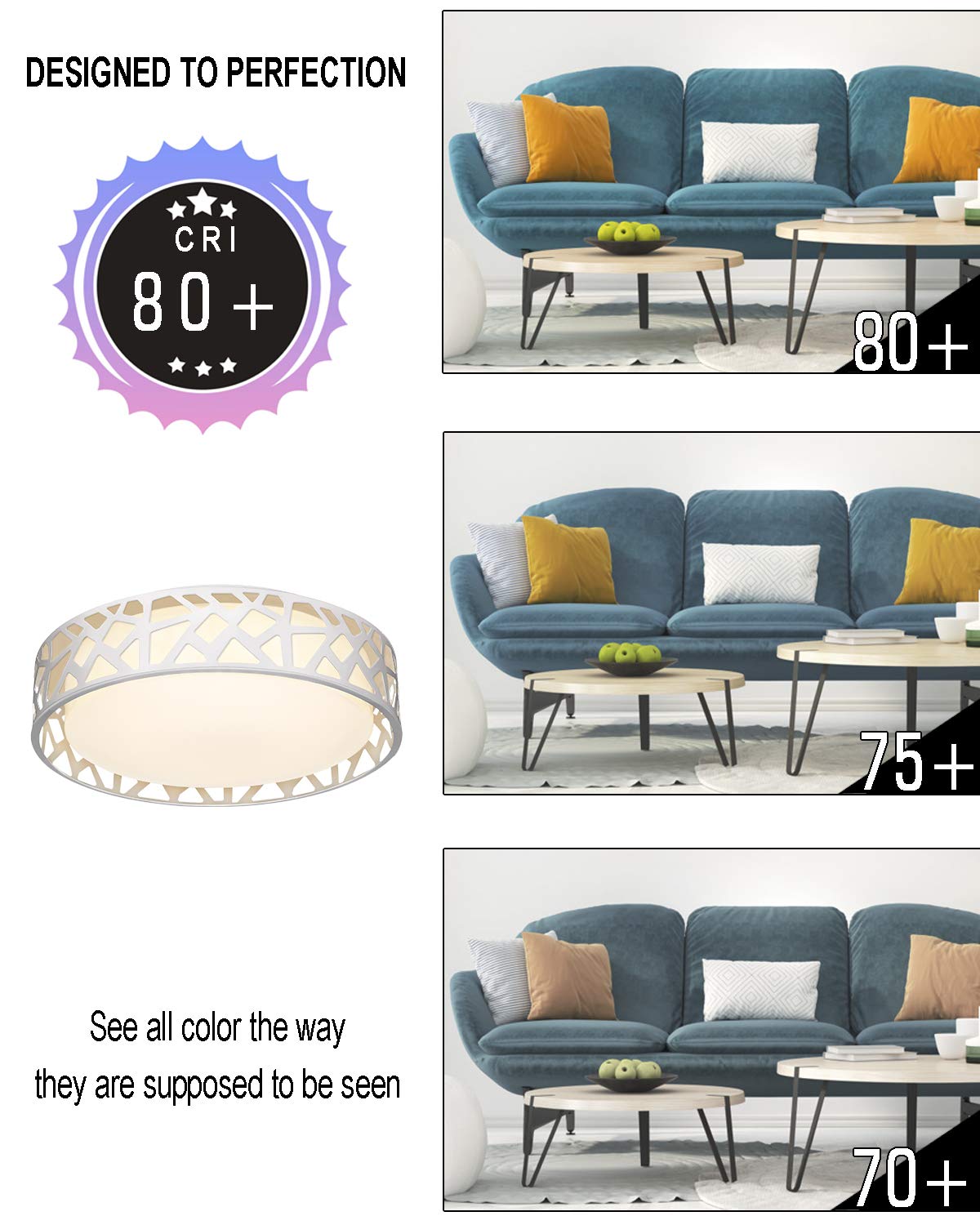 Defective, a little broken) Flush Mount Light Fixture, VICNIE 12 inch ...