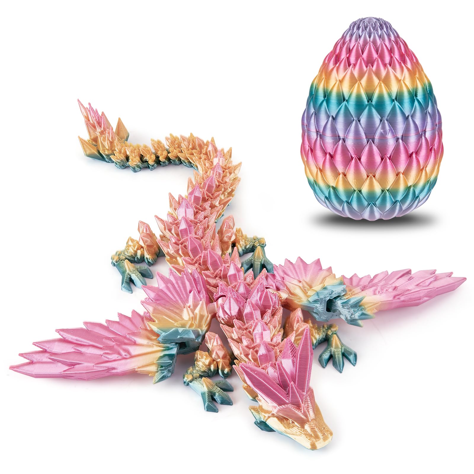 Dxldfks 3D Printed Dragon with Egg, Articulated Crystal 9" Winged ...