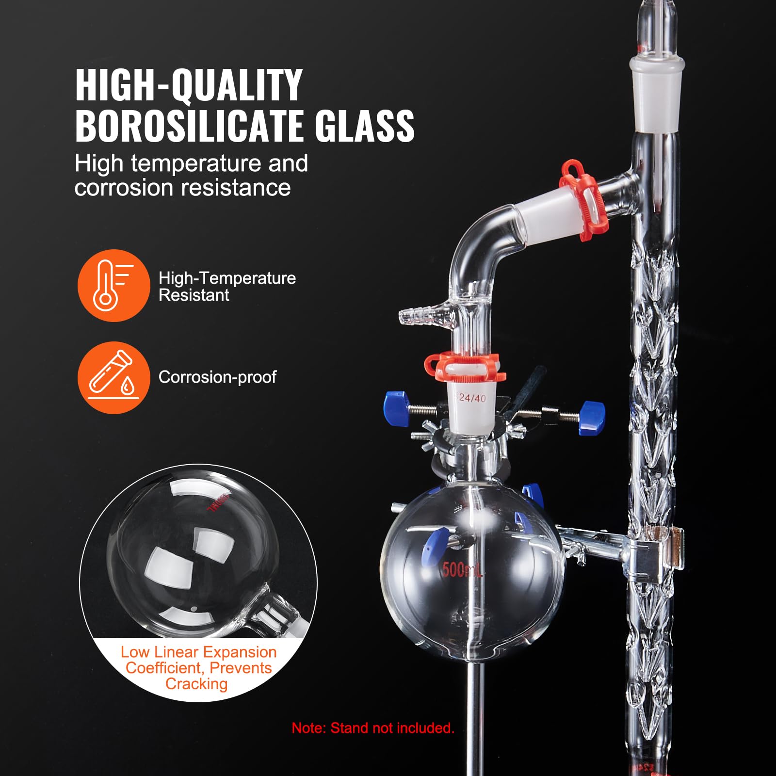 VEVOR Laboratory Distillation Set, 3.3 Borosilicate Glass Equipment ...