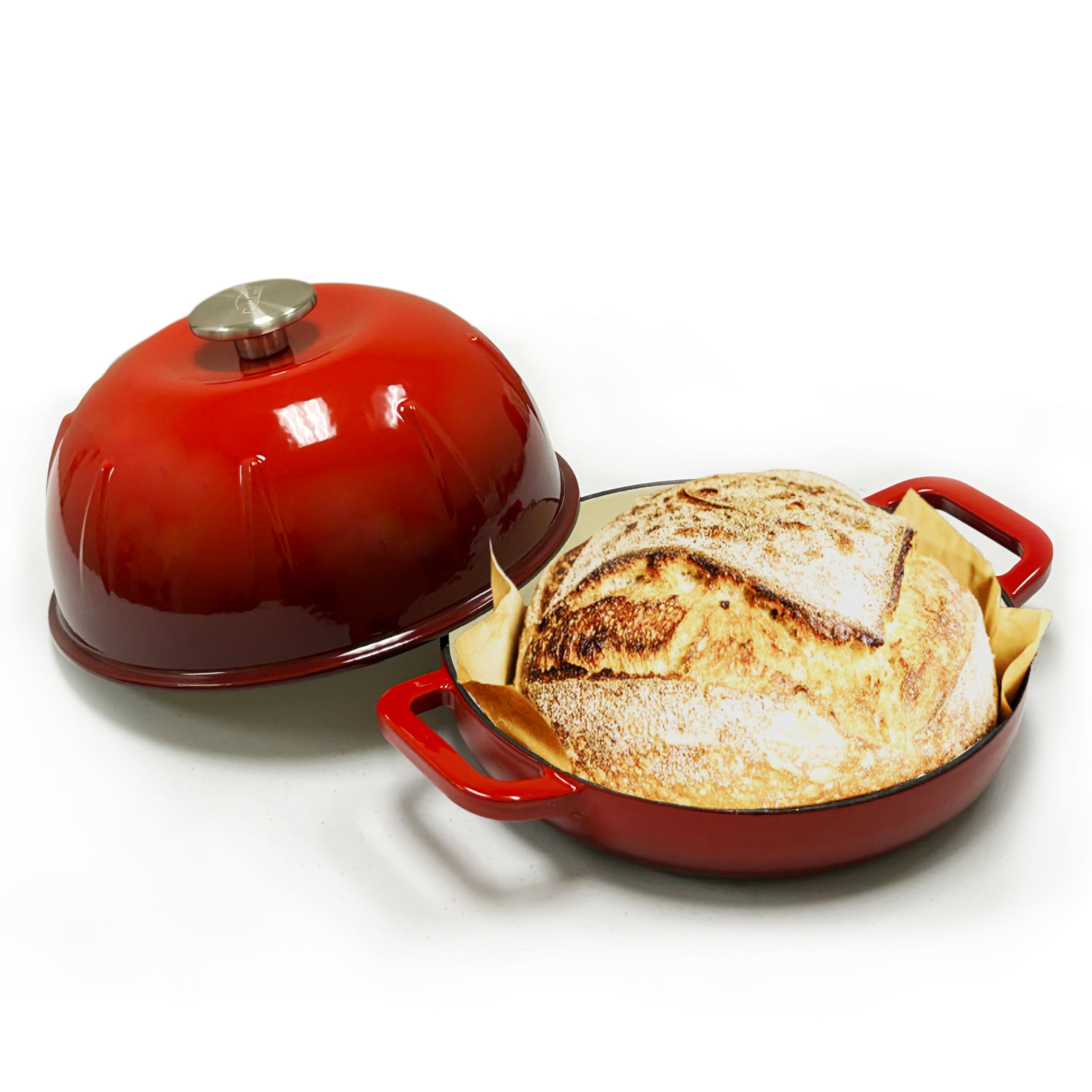 Cuisiland Enameled Cast Iron Bread Cloche – Dome Lid Dutch Oven for ...