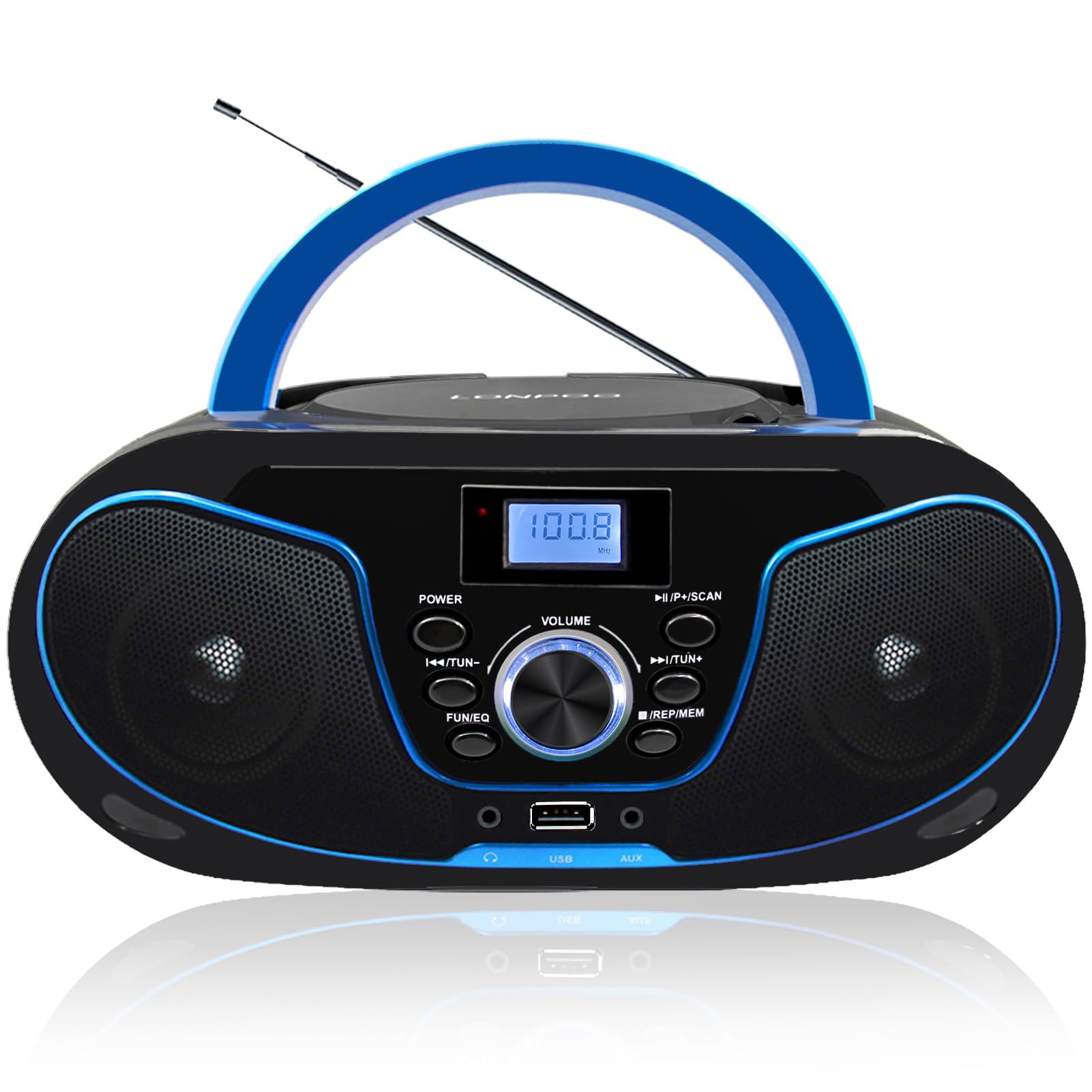 LONPOO Stereo CD Boombox Portable Bluetooth Digital Tuner FM Radio CD ...