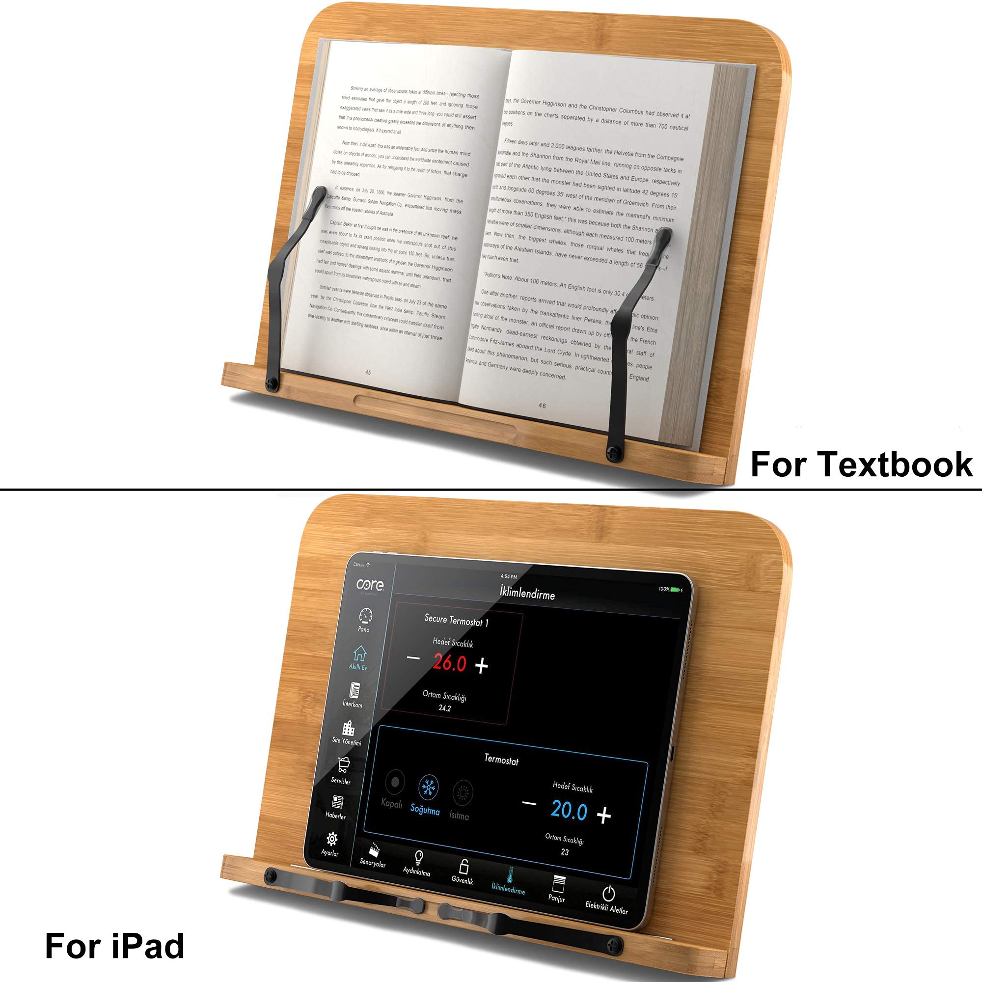 Mua Readaeer Bamboo Book Stand, Large Book Holder with 6 Adjustable ...