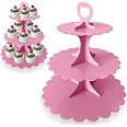 Amazon.com: Humlindo 2-Pack Pink Cupcake Stand, 3-Tier Barbie Party ...