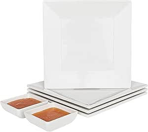 Amazon.com | [4 Pack] 10" x 10" White Square Melamine Plates ...