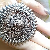 Buy Geode Delight Antique Oxidized Silver Adjustable Traditional Durga ...