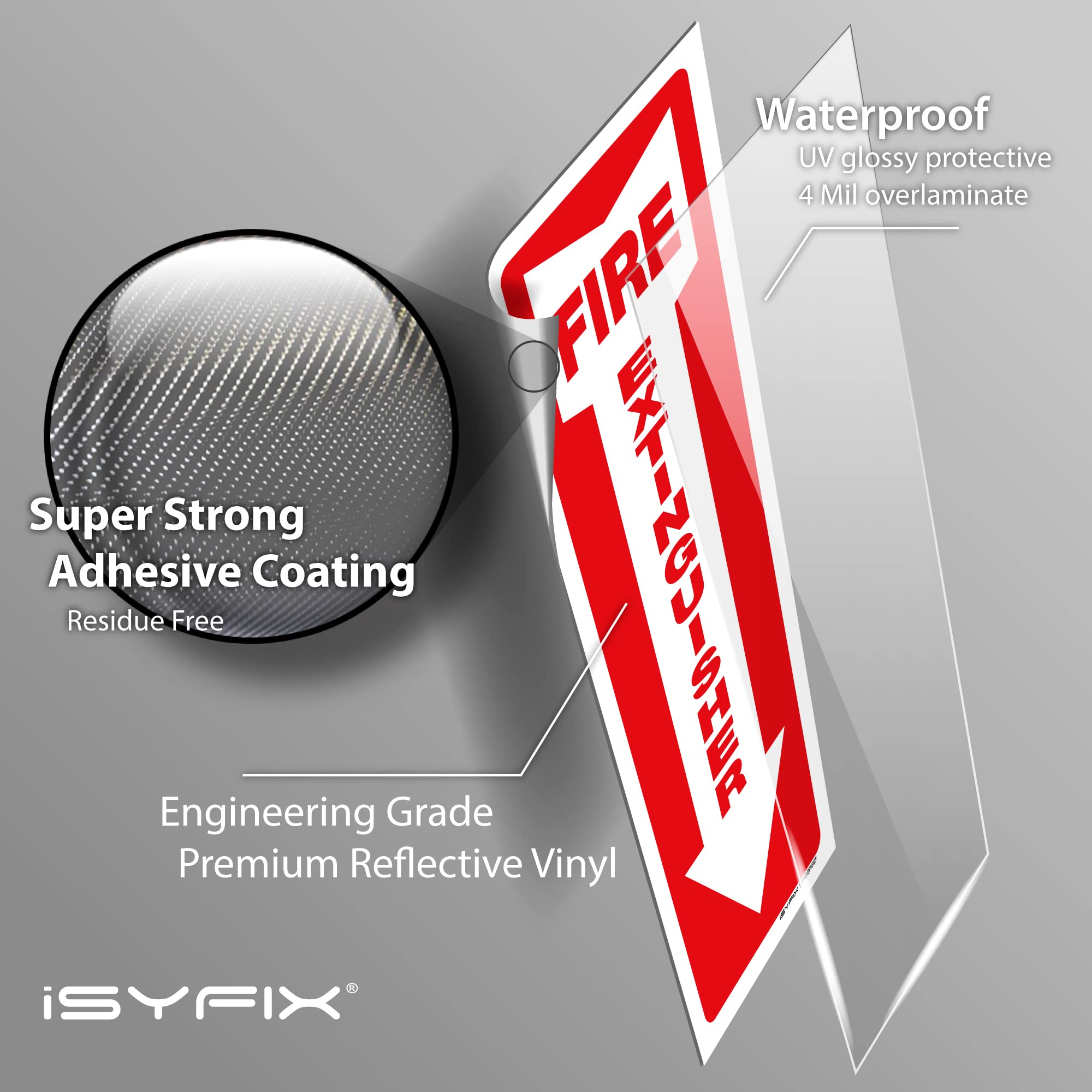 ISYFIX Fire Extinguisher Reflective Sticker Sign – 5 Pack 4x12 ...