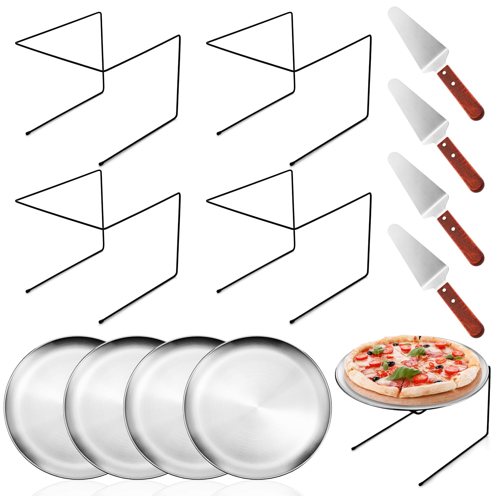 Yiyiring 12 Pcs Pizza Pan Riser Stands Sets Includes 4 Metal Pizza ...