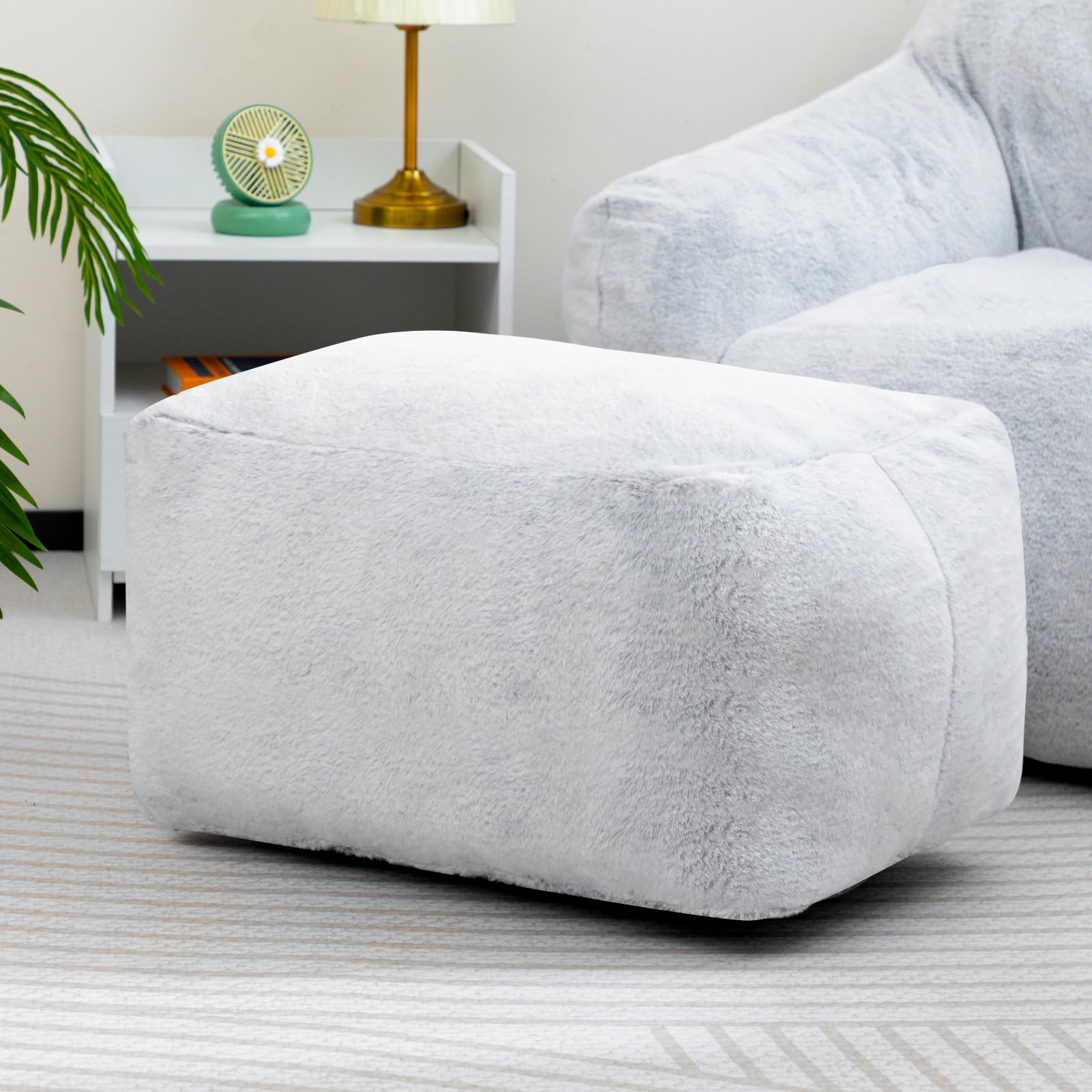 HollyHOME 15"(H) Bean Bag Ottoman Pouf, 6.6LB Memory Foam Filled ...