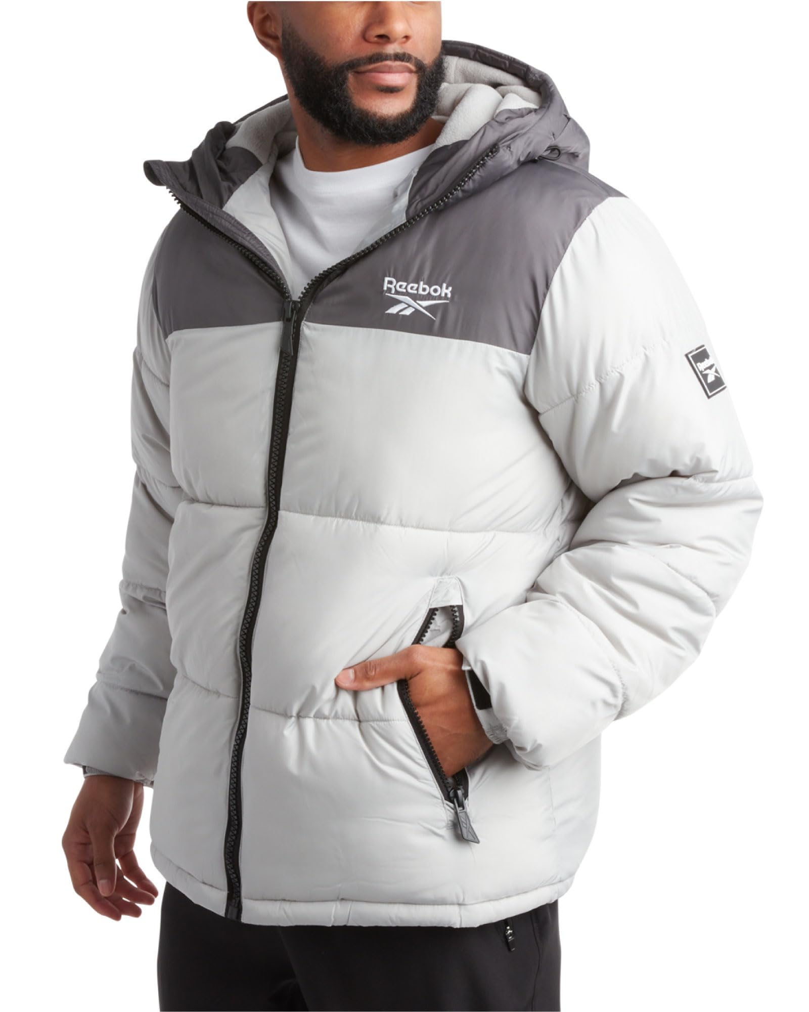 Reebok Men's Puffer Jacket - Heavyweight Quilted Puffer Coat with Wide ...