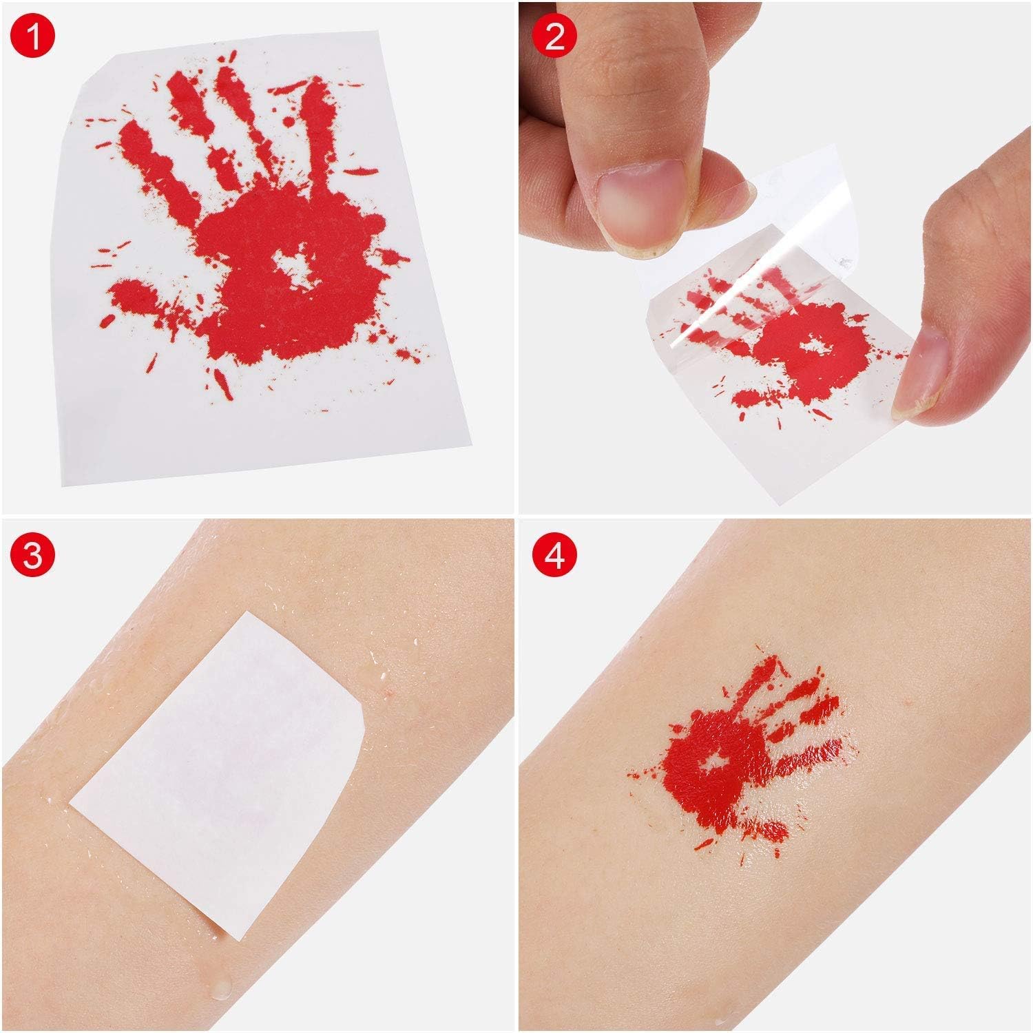 Tatuo Halloween Bleeding Wound Scar Blood Temporary Tattoos Fake Bloody ...