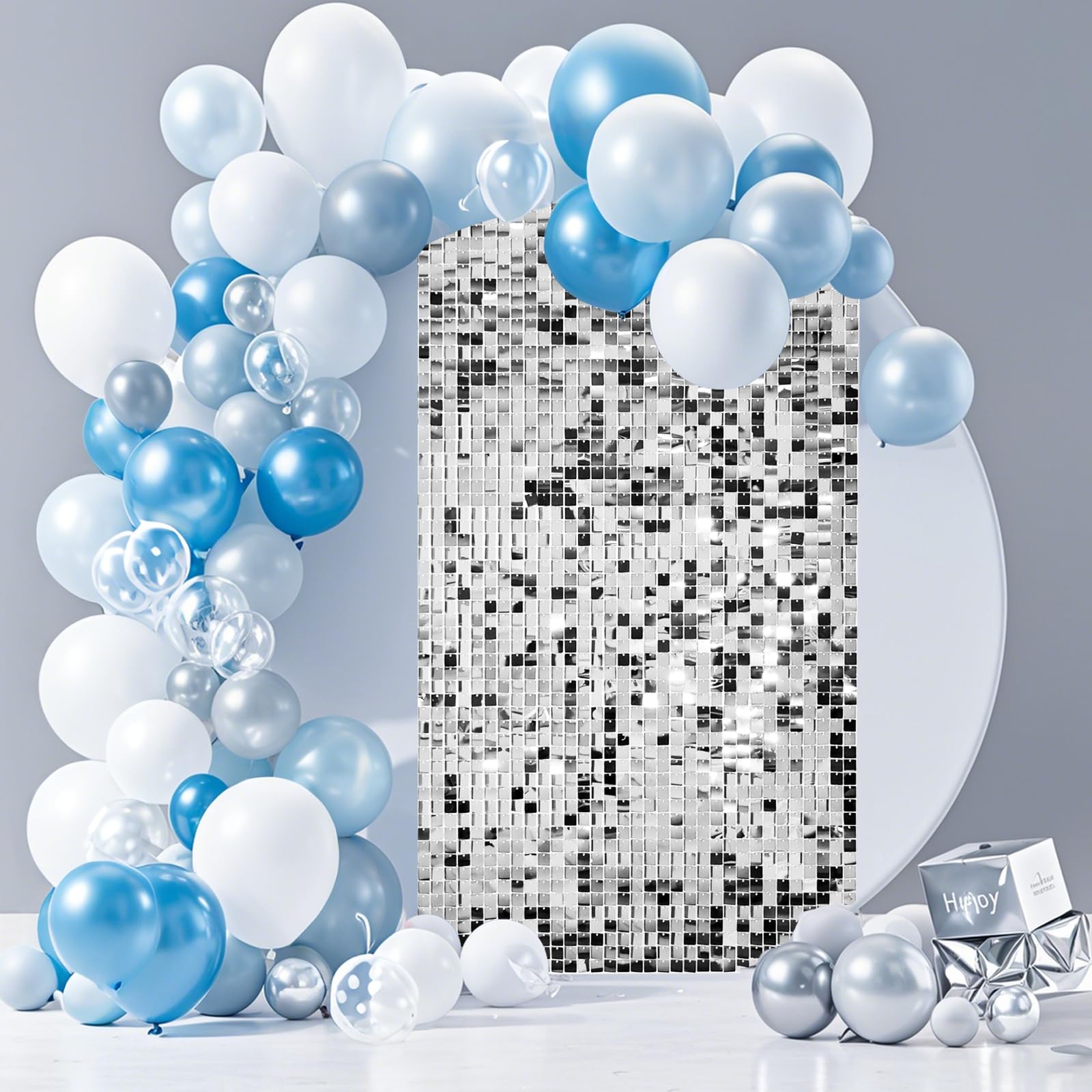 Silver Shimmer Wall Backdrop Panels 12 Pack, 3FT x 4FT Ozikutech Sequin ...