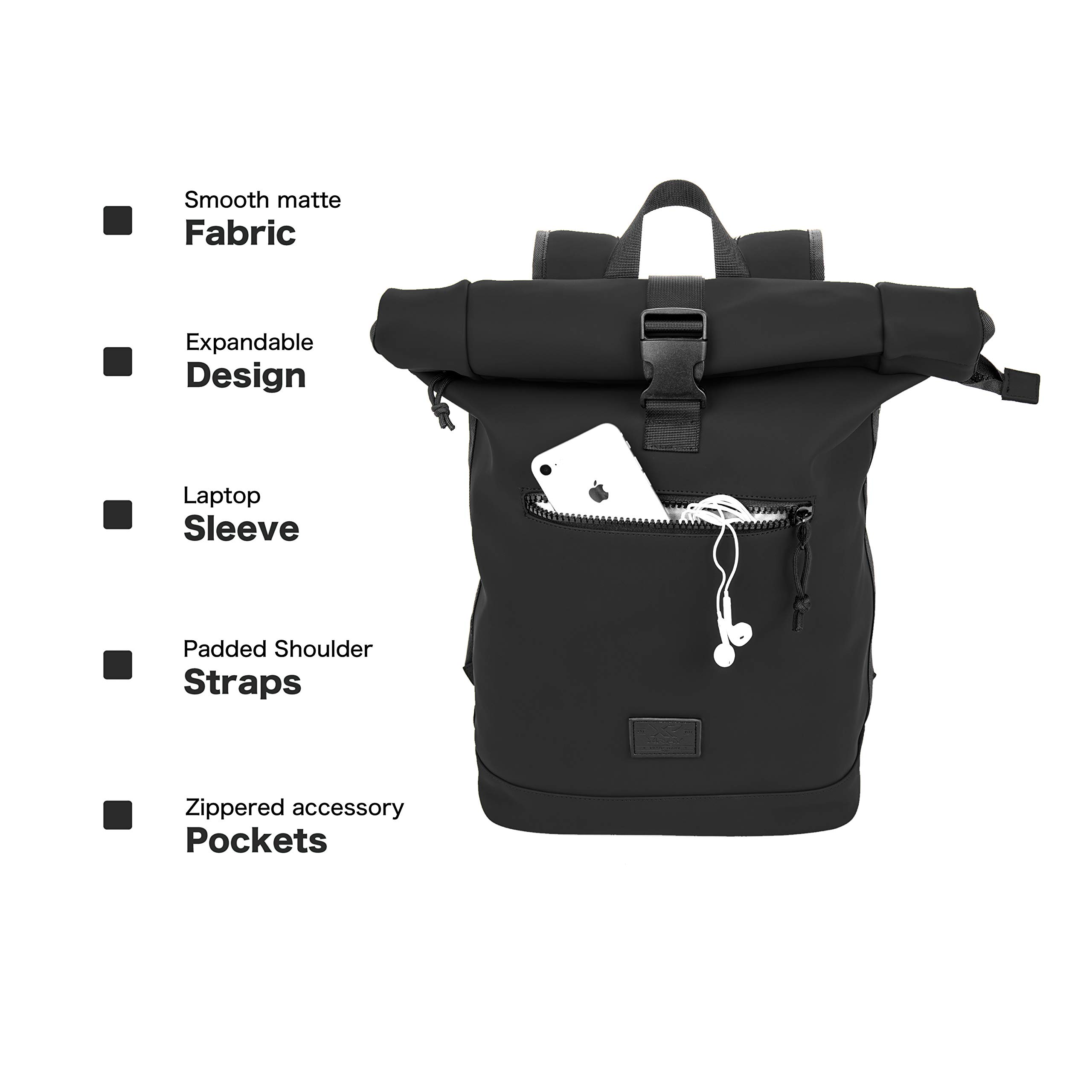 Mua X RAY Roll Top Laptop Backpack for Men Women, PU Leather Expandable ...
