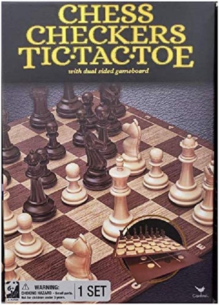 Amazon.com: Chess Checkers & Tic Tac Toe with Dual Sided Gameboard ...