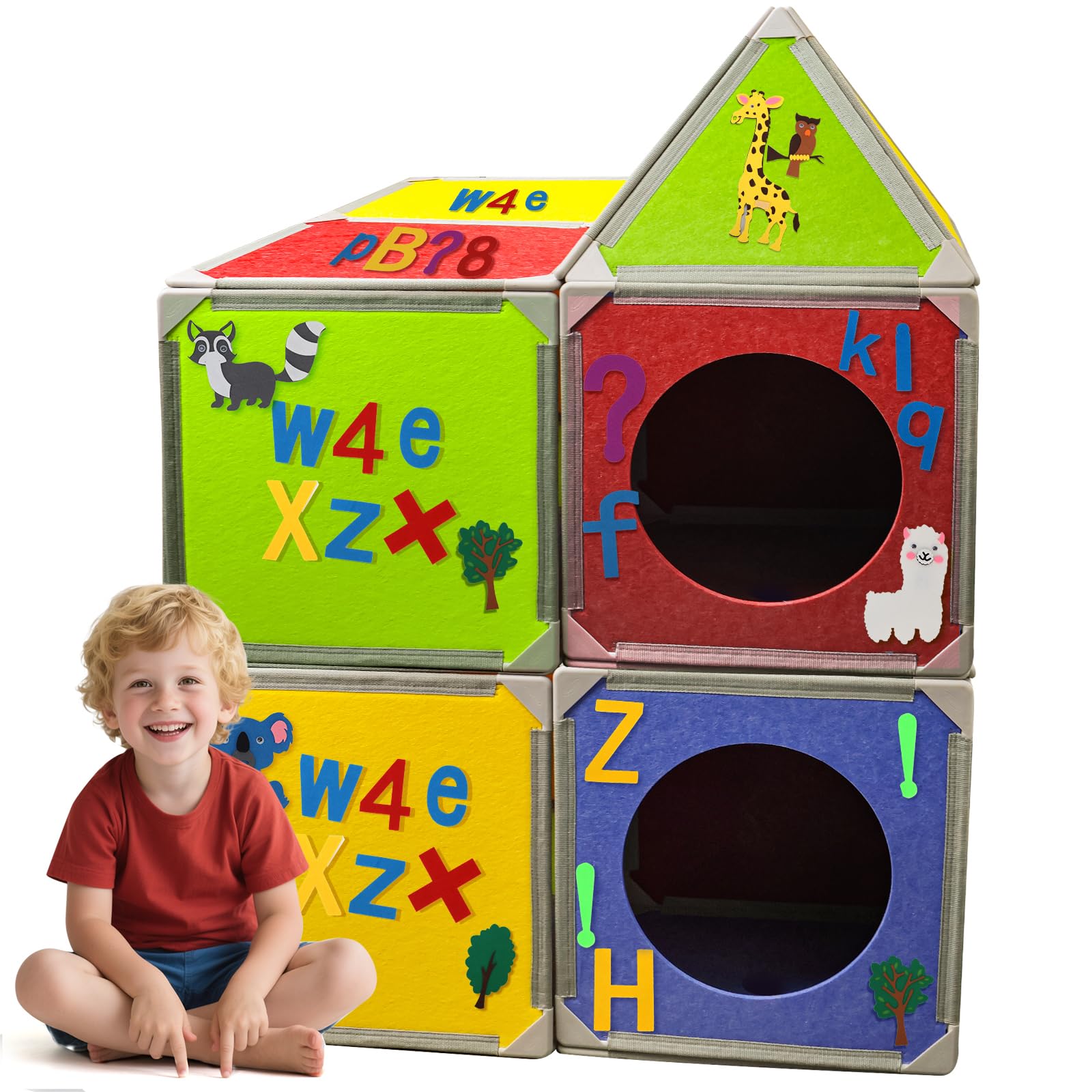 Magnetic Fort Building Panels – 16PCS Stable Felt Panels with Stickers ...