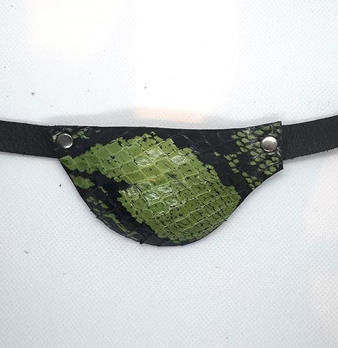 Amazon.com: Handmade Black Green Snake Skin Leather Eye Patch with ...
