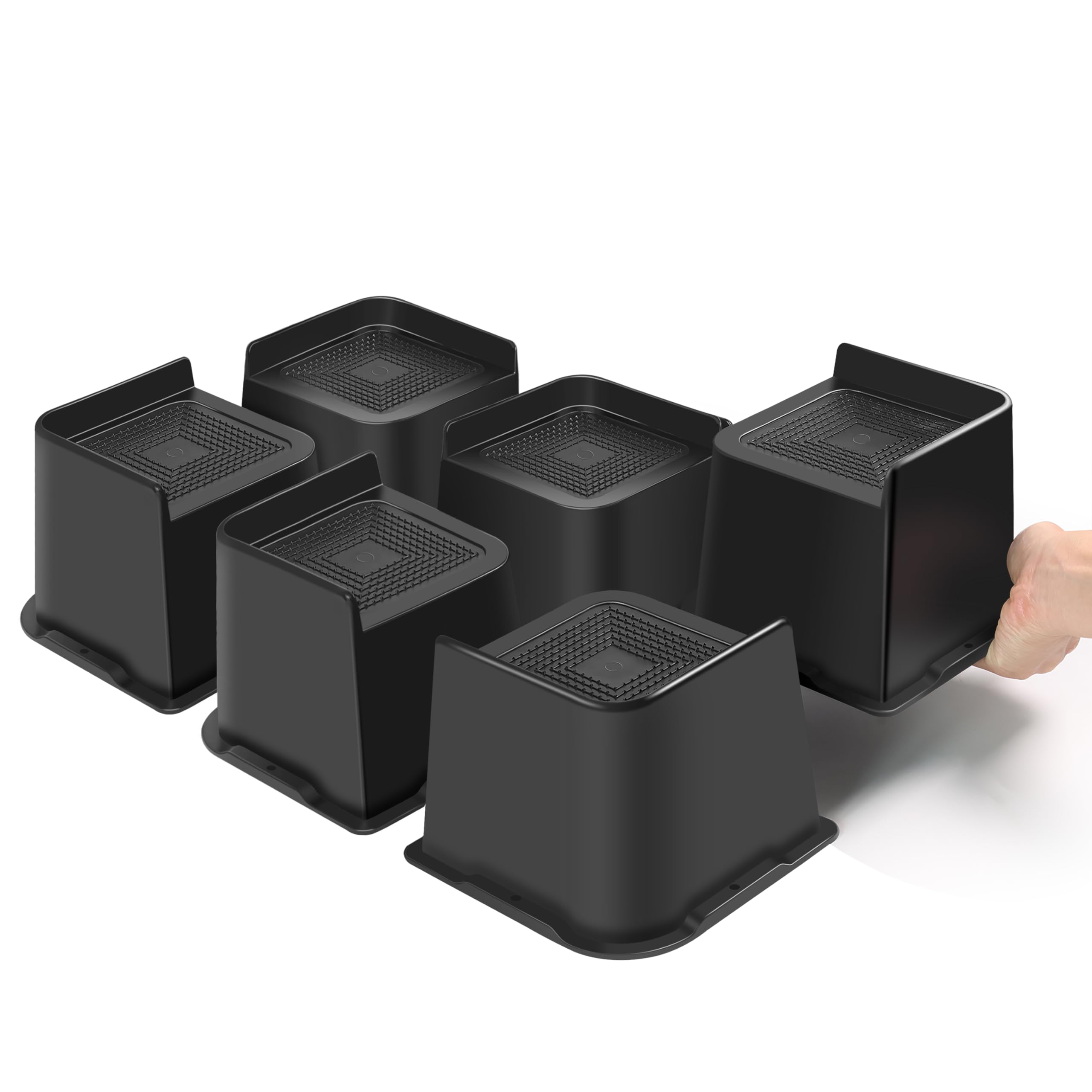 Sunifier Bed Risers 4 inch Heavy Duty 6 Pack, L Shape Furniture Risers ...