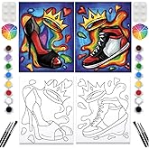 Amazon.com: VALLSIP 2 Pack Paint and Sip Canvas Painting Kit Pre Drawn Canvas for Painting for ...