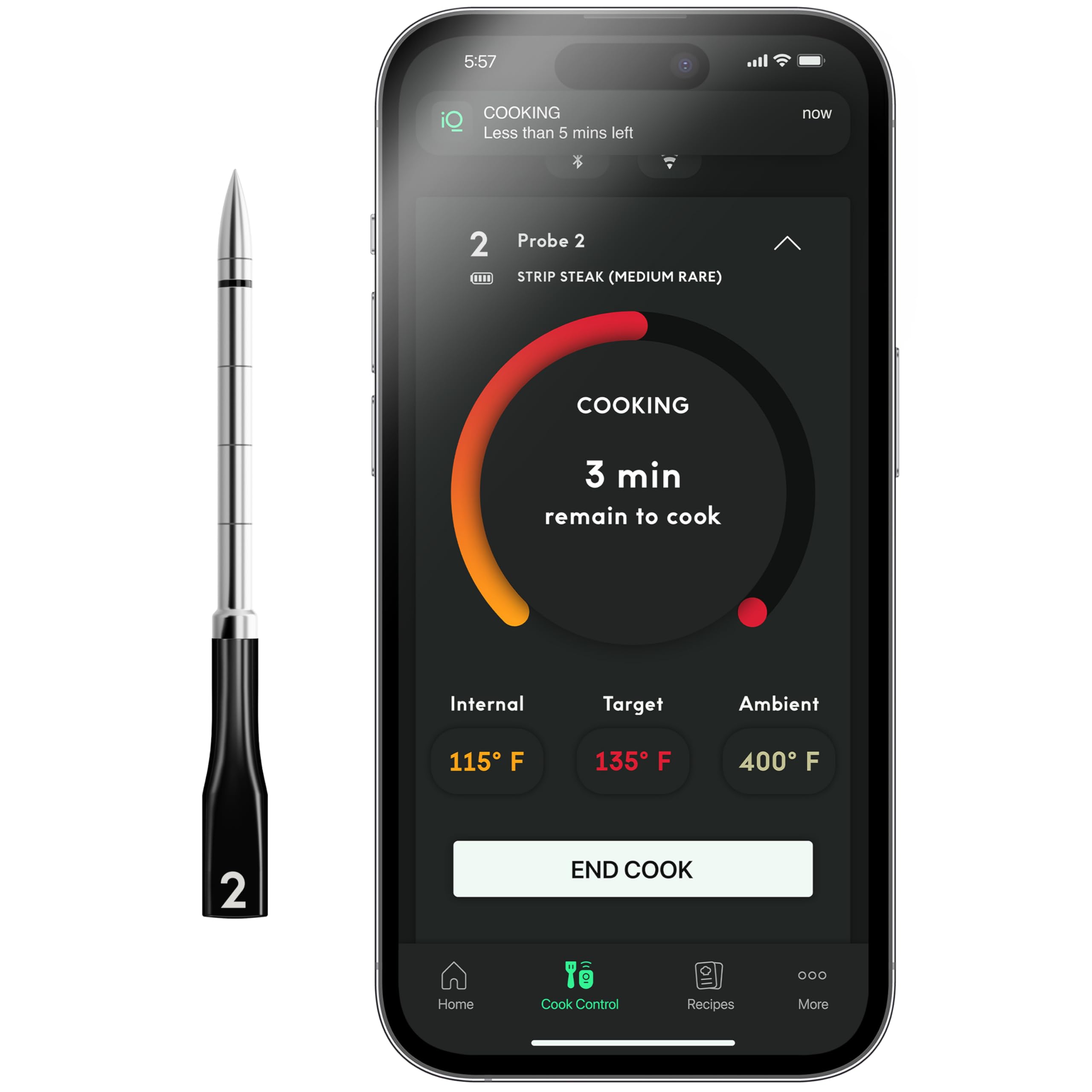 CHEF iQ Sense Smart Wireless Meat Thermometer with 3 Ultra-Thin Probes ...