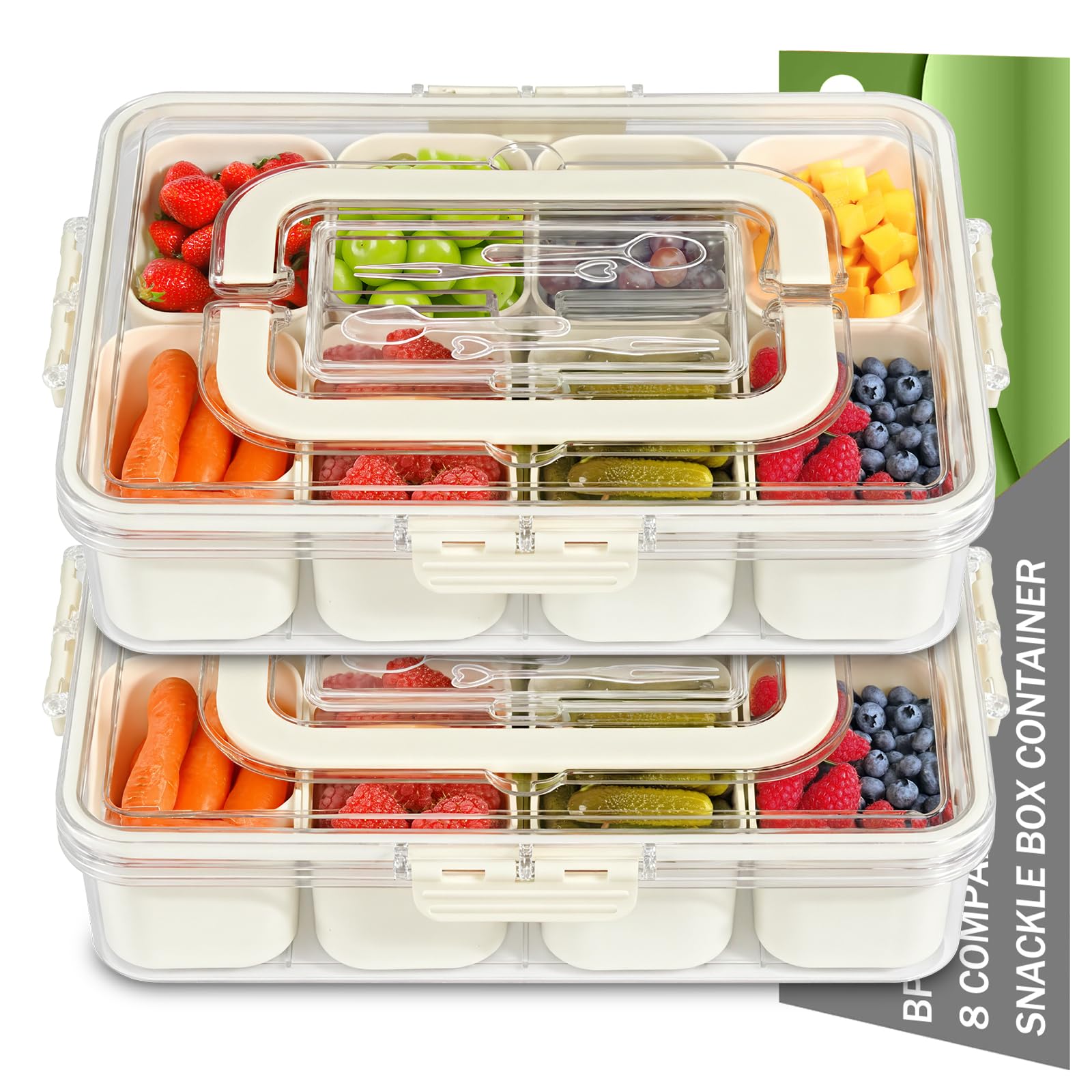 spaclatio Snack Box Container and Divided Serving Tray with Lid and ...