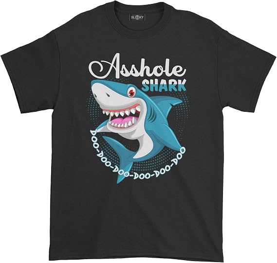 Mens Asshole Shark Doo Doo T Shirt S Black