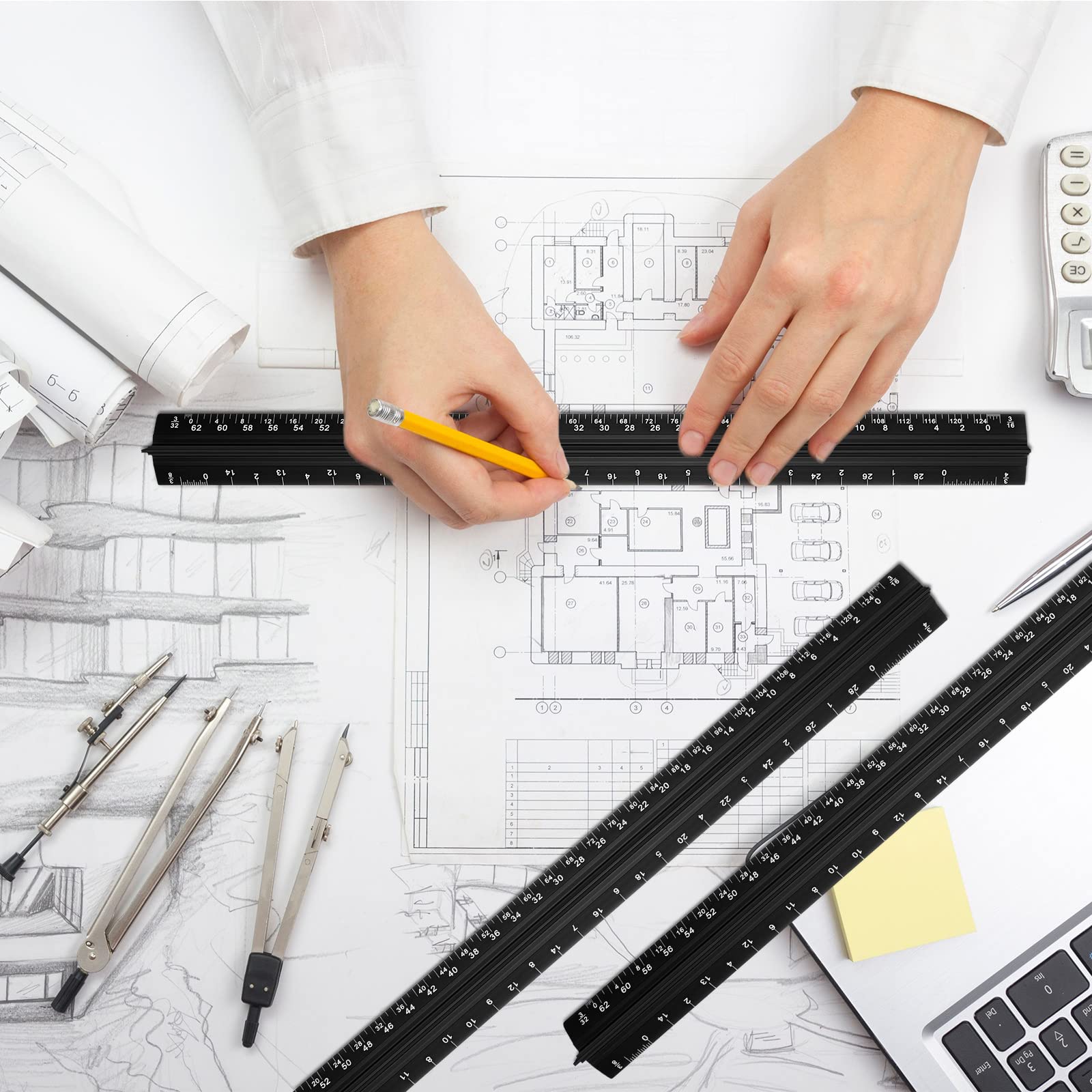 Mua Macarrie 10 Pcs Architectural Scale Triangular Ruler 12" Architect ...