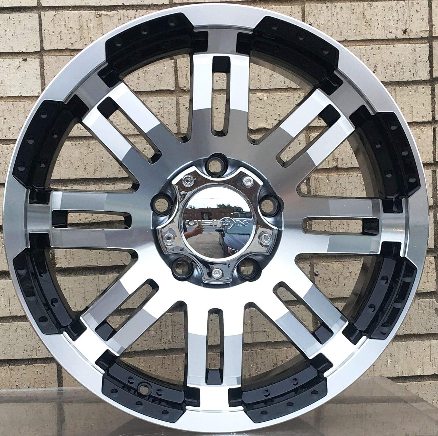 Amazon.com: Vision Warrior 375 Gloss Black Machined Face Wheel (16x8 ...