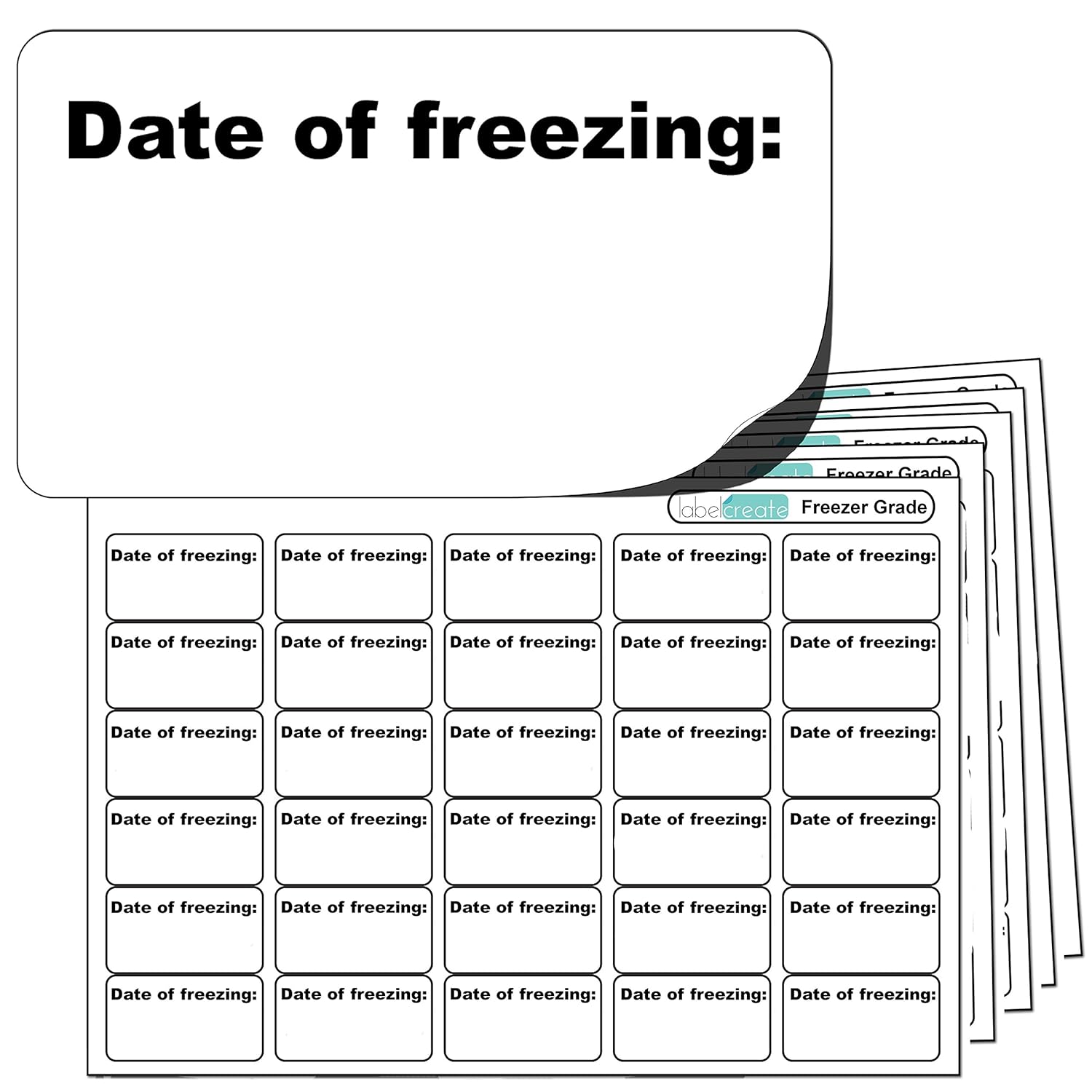 480x "Date of freezing" FREEZER GRADE Self Adhesive Stickers. For Use ...