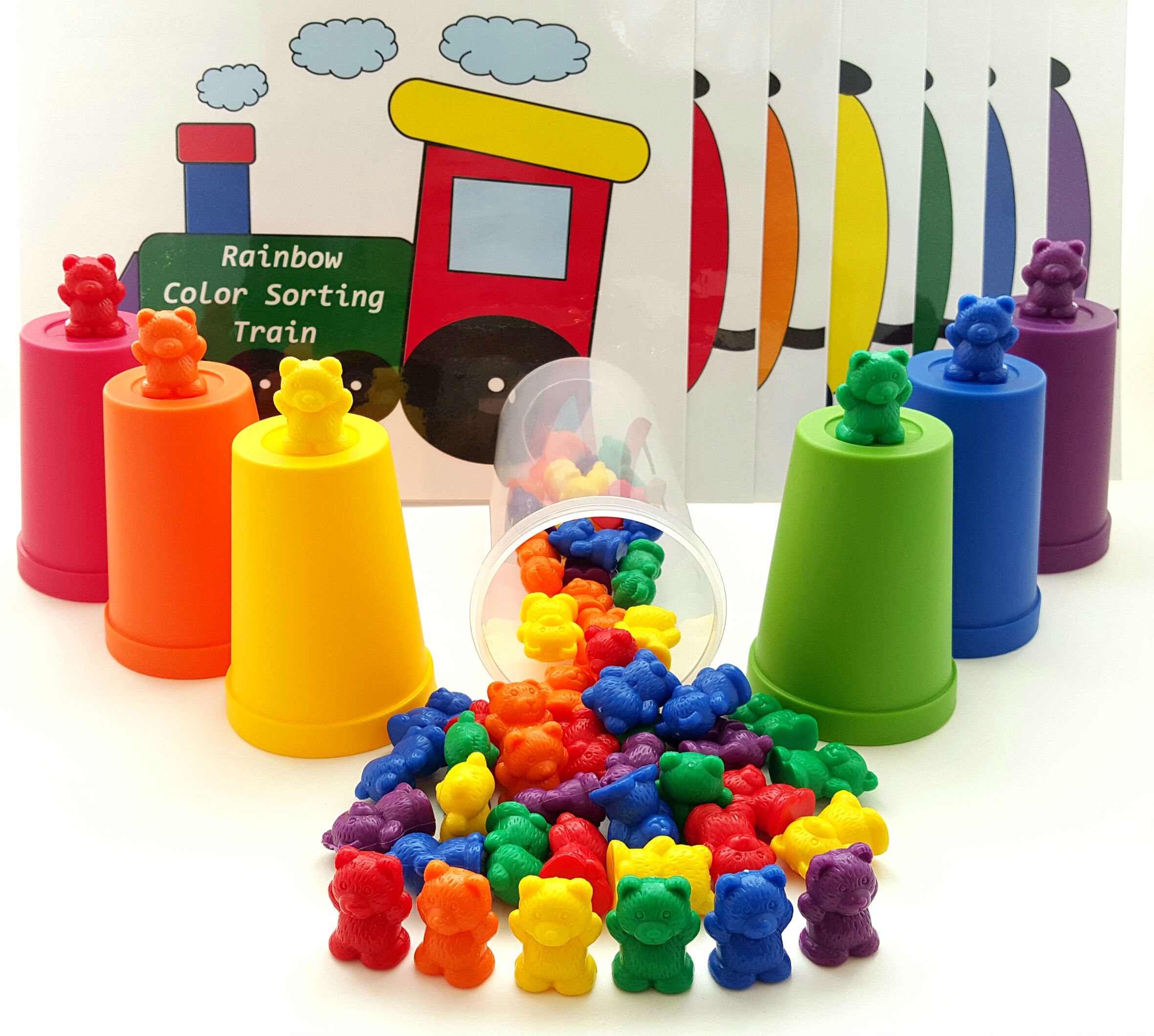 Skoolzy 60 Deluxe Rainbow Counting Bears With Matching Sorting Cups ...