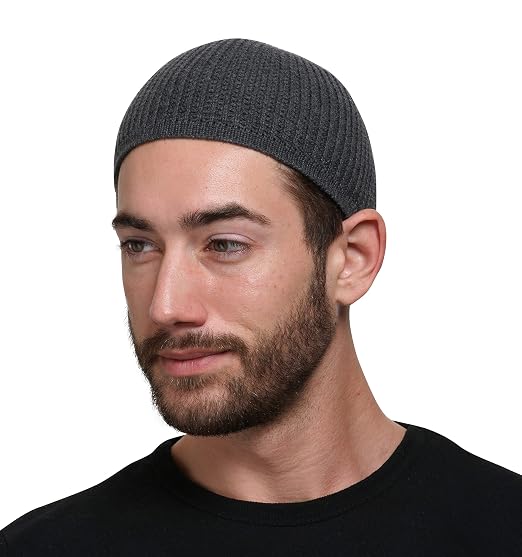 Muslim Bookmark Solid Colored Elastic Skull Cap Kufi Hats (Dark Gray ...