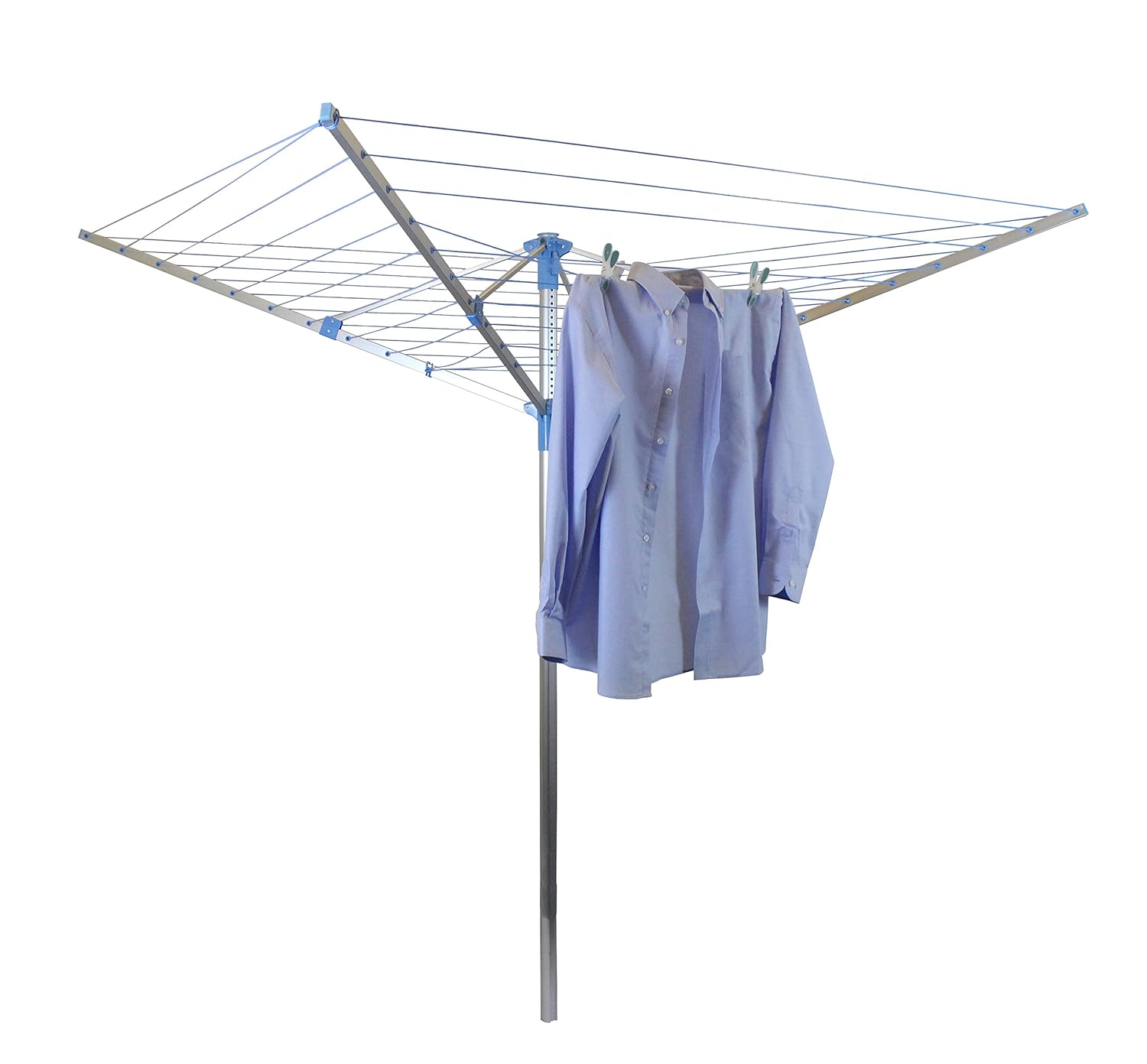 JVL Robust Adjustable Aluminium Four-Arm Rotary Clothes Airer Washing ...