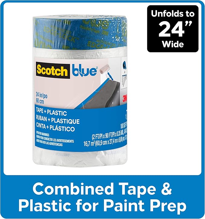 ScotchBlue Pre-taped Painter's Plastic, 60.9 cm x 22.8 m, 1 Roll ...