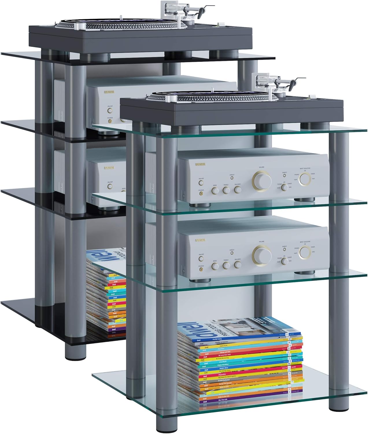 VCM Hifi AV TV Furniture Shelf Entertainment Unit Lowboard Glass “Bilus ...